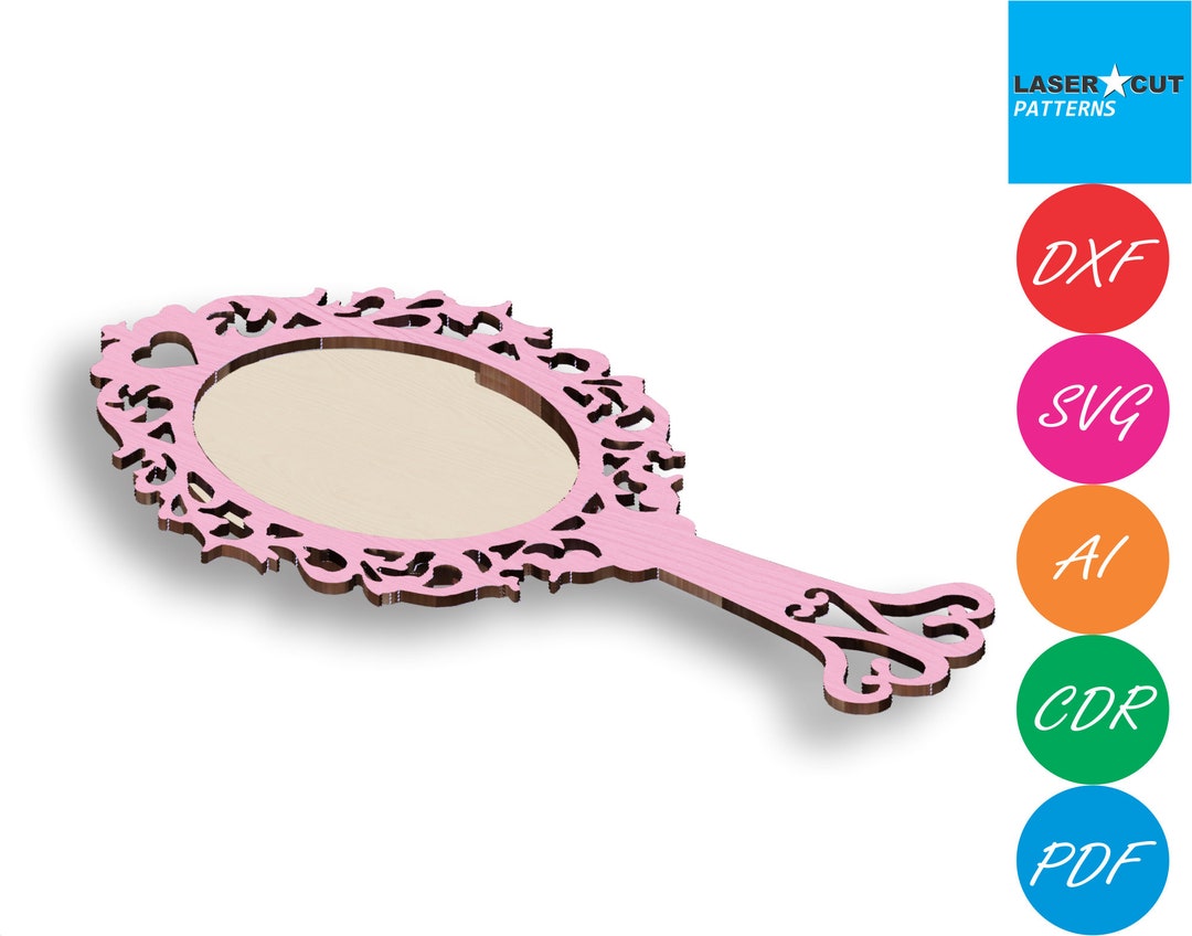 Princess Hand Mirror Laser Cut Files Svgdxfpdfaicdreps - Etsy