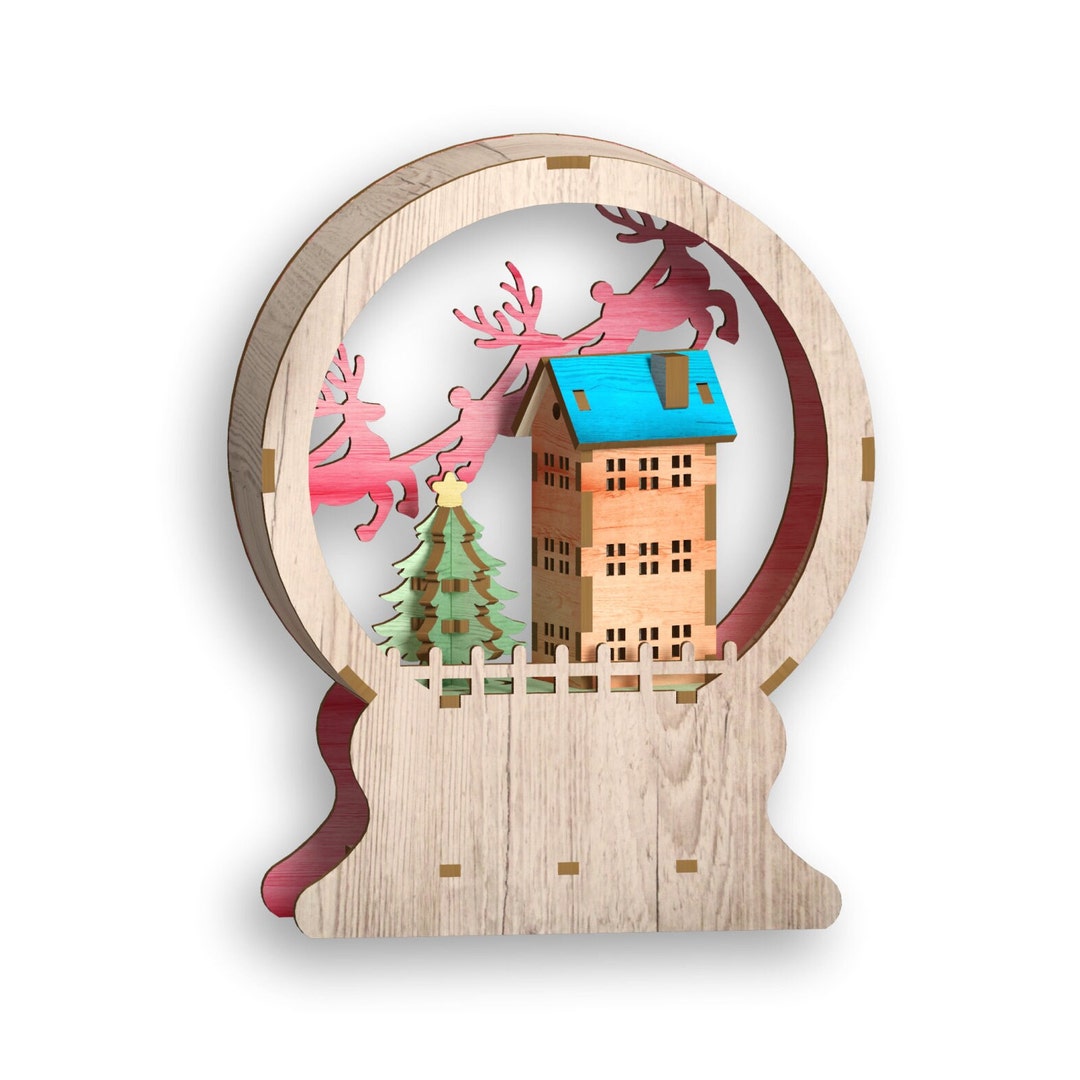 Snowball Christmas Night, Laser Cut Files - Svg+dxf+pdf+ai+cdr+eps ...