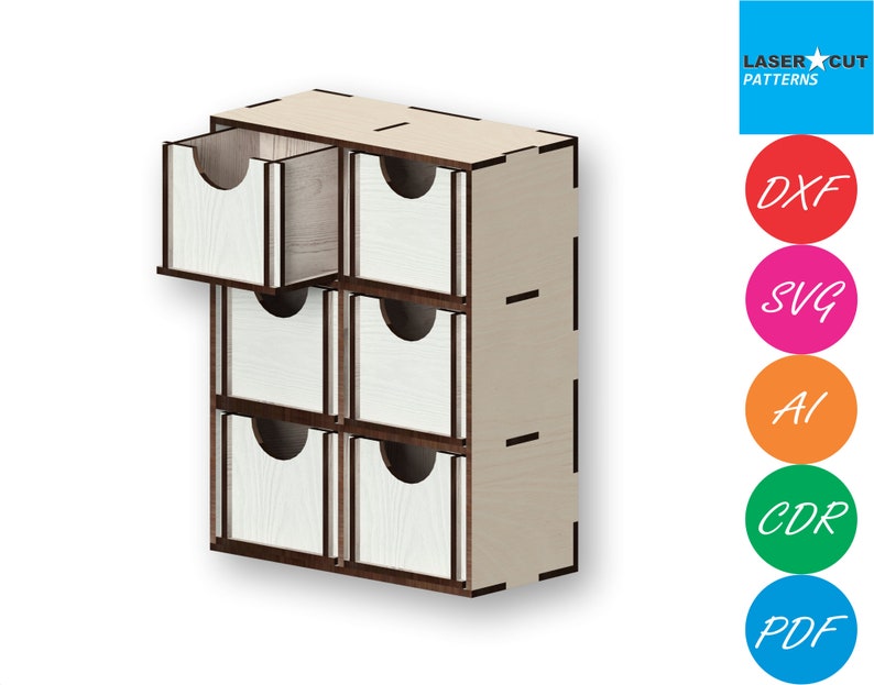 Box With Drawers 3x2 Laser Cut Files Svgdxfpdfaicdreps | Etsy