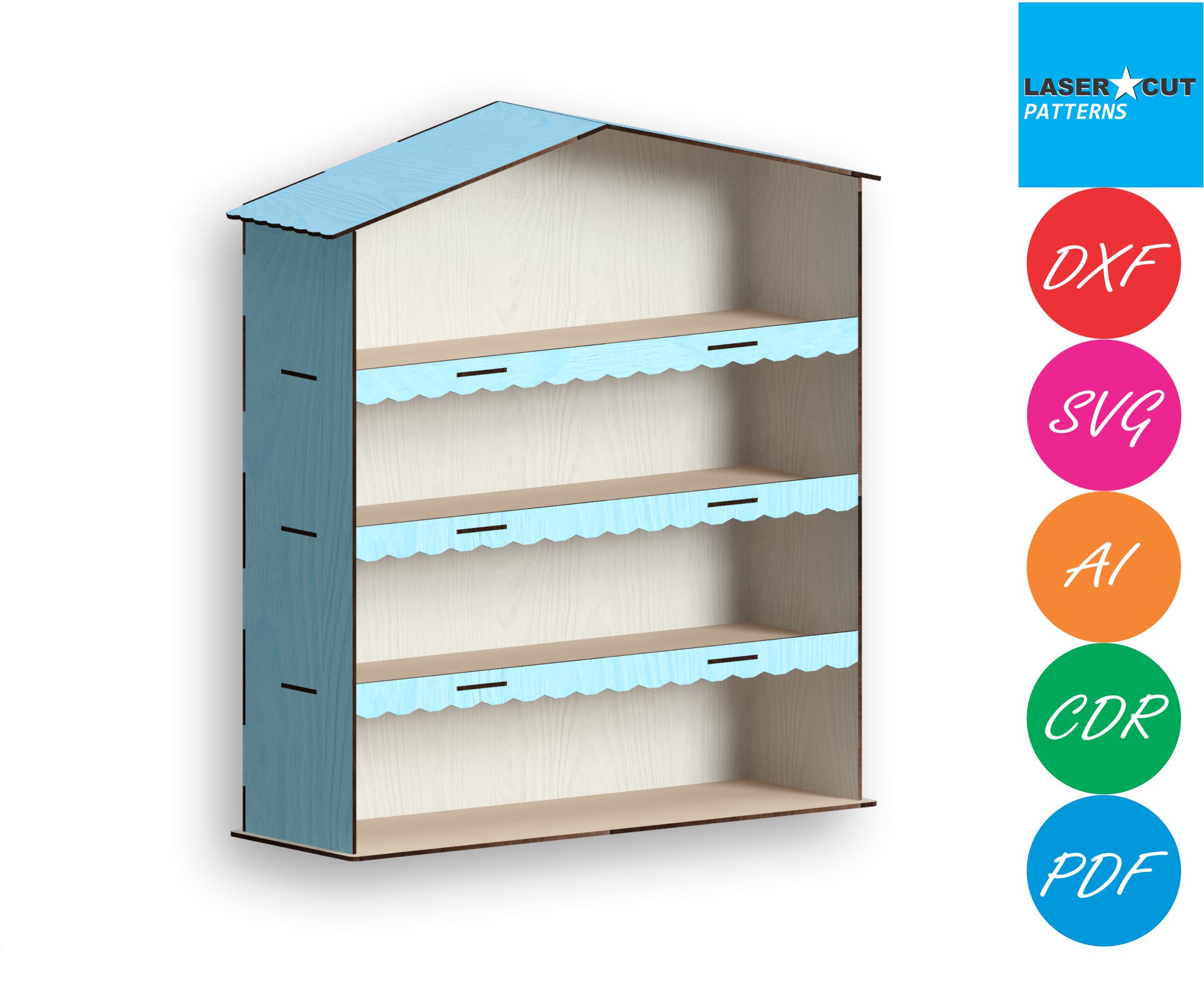 Shelf HouseLaser Cut Files laser cut template Vector for | Etsy