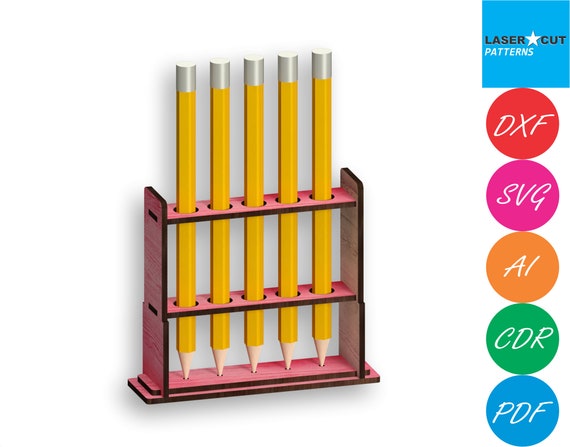 Pen Holder Laser Cut Files Svgdxfpdfaicdreps Laser - Etsy