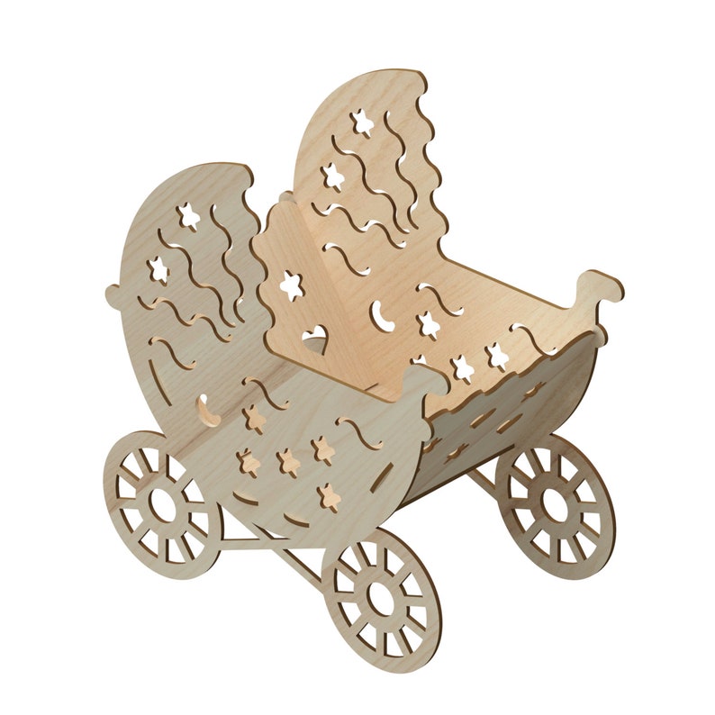 Baby Shower StrollerLaser Cut Files laser cut template | Etsy