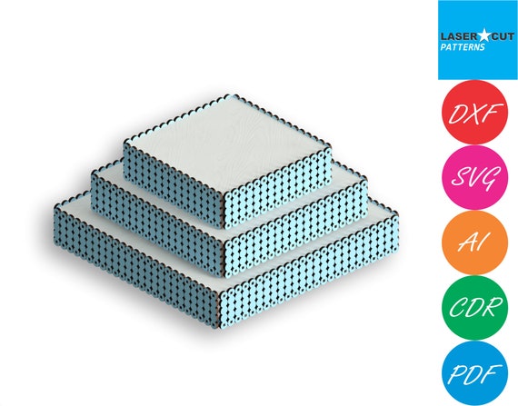 Square Tray Setlaser Cut Files Laser Cut Template Vector | Etsy
