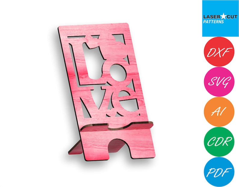 Phone Stand Love Laser Cut Files Svgdxfpdfaicdreps - Etsy