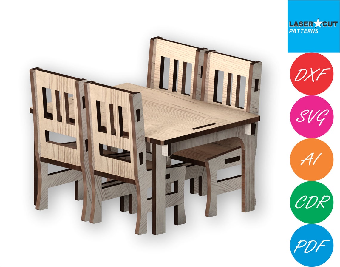 Dinnig Room Furniture Laser Cut Files Svgdxfpdfai - Etsy