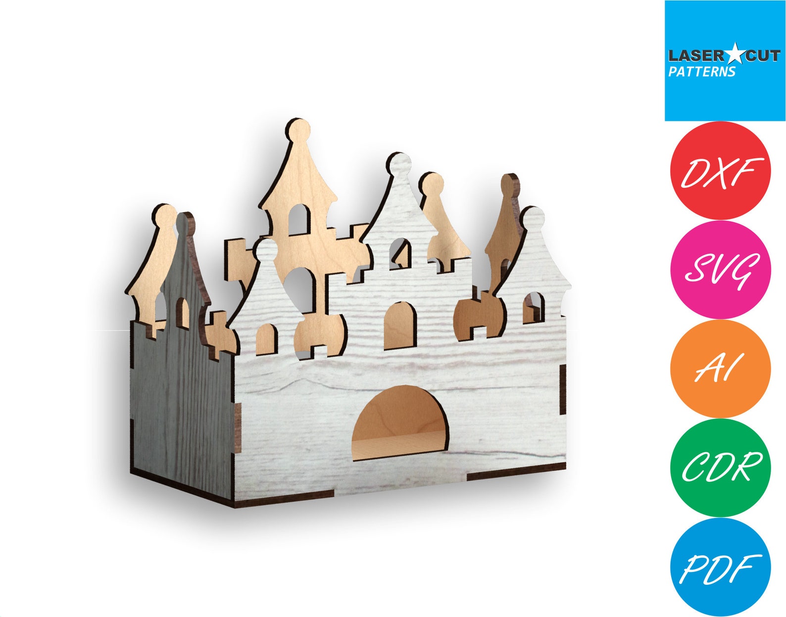 Castle Box Laser Cut Files Laser Cut Template Laser Cut - Etsy