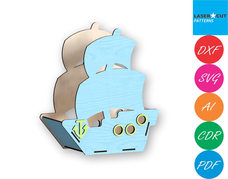 Ship Boxlaser Cut Files Laser Cut Template Vector for | Etsy