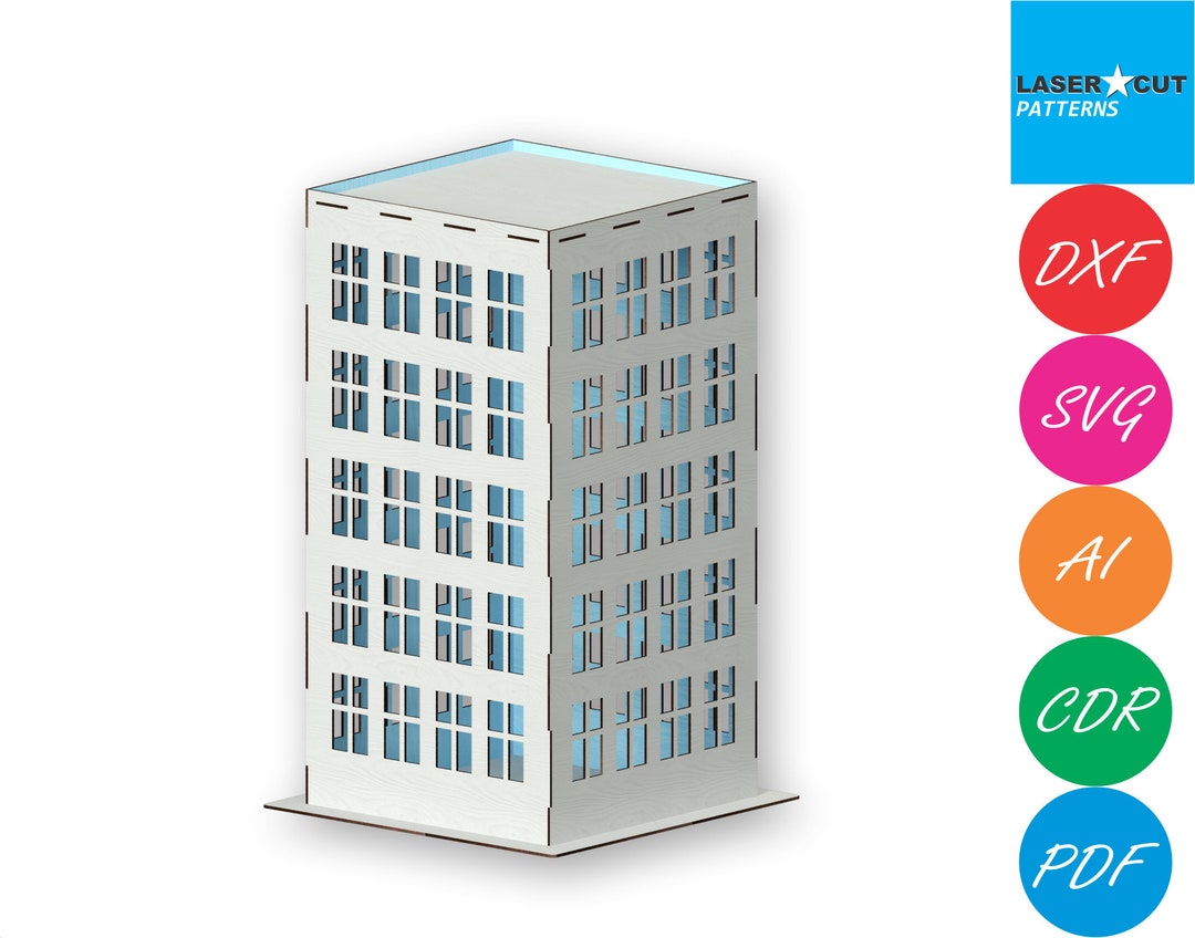 Building Model,laser Cut Files, Laser Cut Template, Vector for Laser ...
