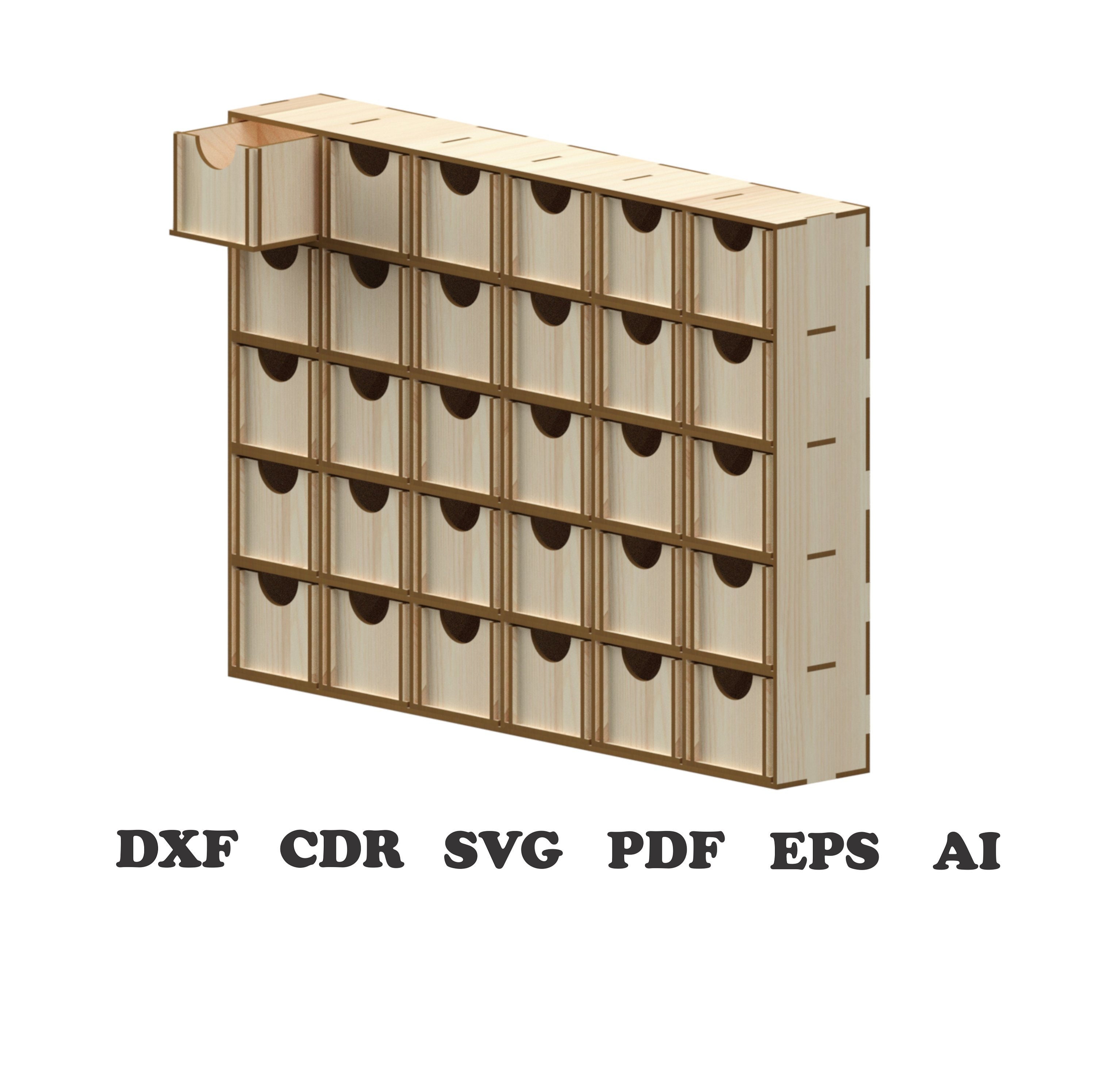 Box with drawers 5x6 Laser Cut Files SvgDxfPdfAiCdrEps | Etsy