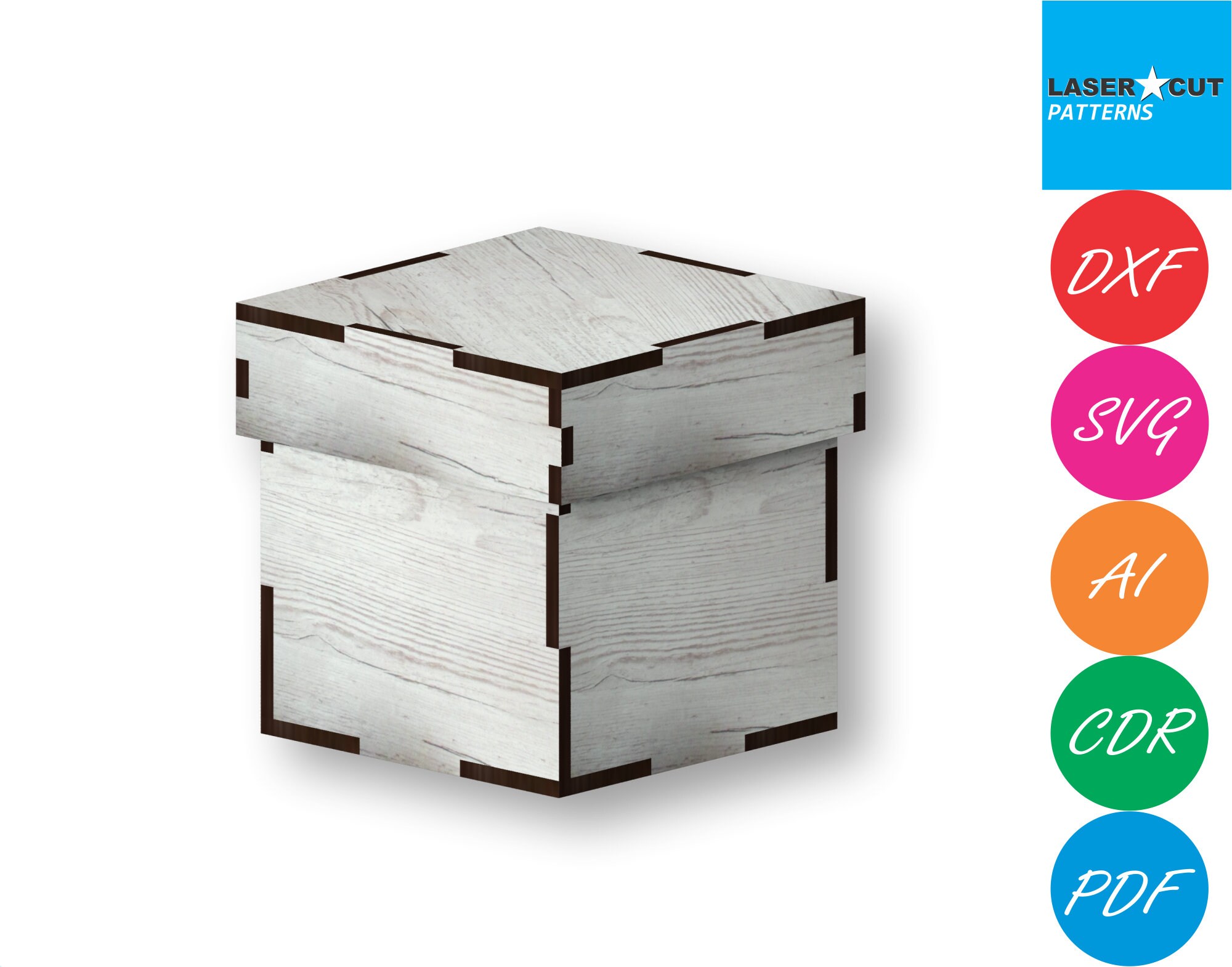 Box with Lid 7x7x7 cm Laser Cut Files laser cut template | Etsy