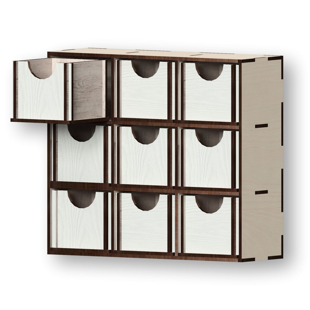 Box With Drawers 3x3, Laser Cut Files - Svg+dxf+pdf+ai+cdr+eps - Laser ...
