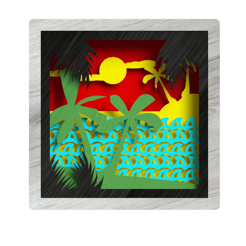 Light Box Sunset at the Beach Laser Cut Files - Etsy