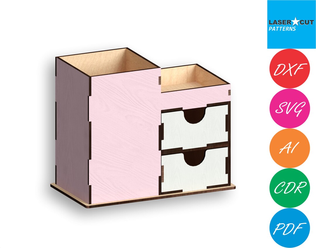 Pen and Pencil Holder Laser Cut Files Laser Cut Template - Etsy