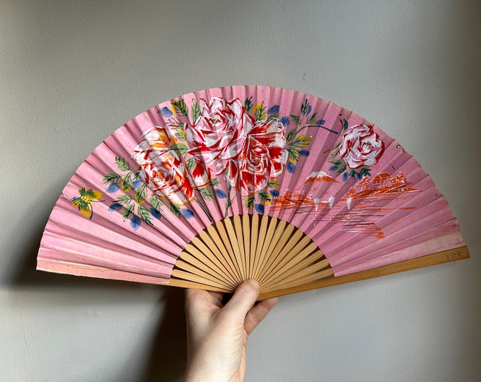 Silk Pink Sakura Hand Fan With Sleeve handheld Folding Fan, Japanese ...