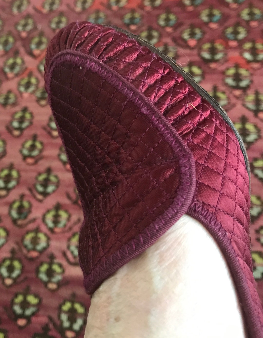 Vintage Quilted Leather Sole Slippers - Etsy