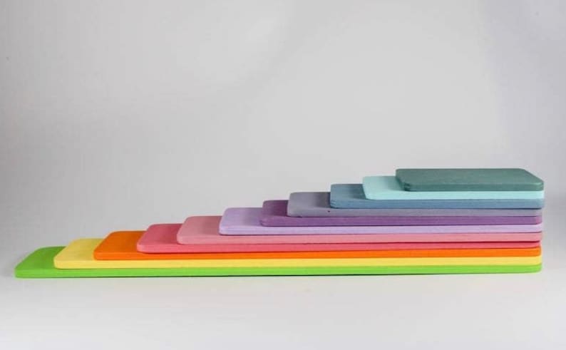 11pcs Wooden Rainbow/ Pastel Building Boards Montessori - Etsy
