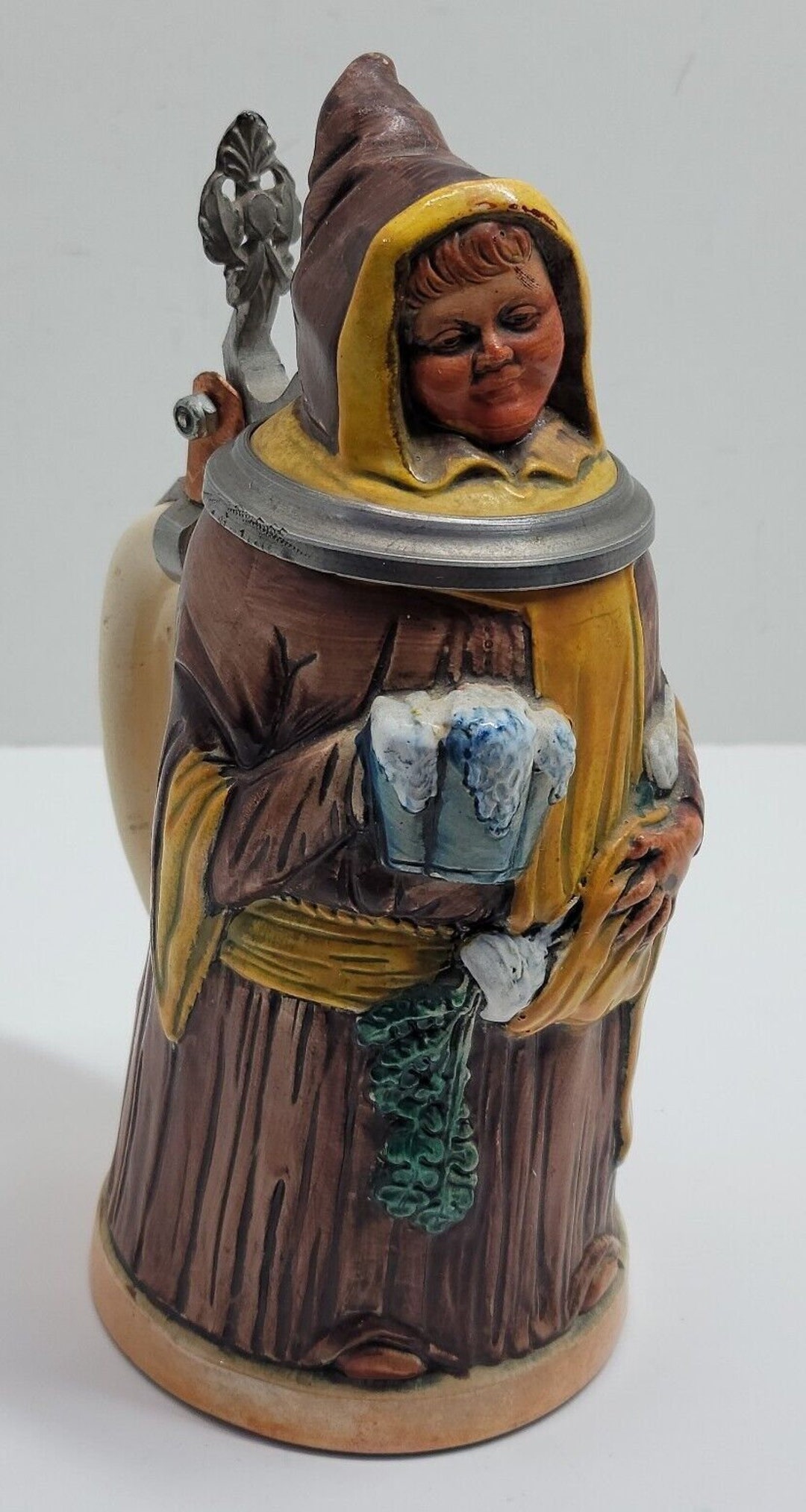 Vtg Antique Eckhardt & Engler EH Monk Lady Beer Stein Lidded Western ...