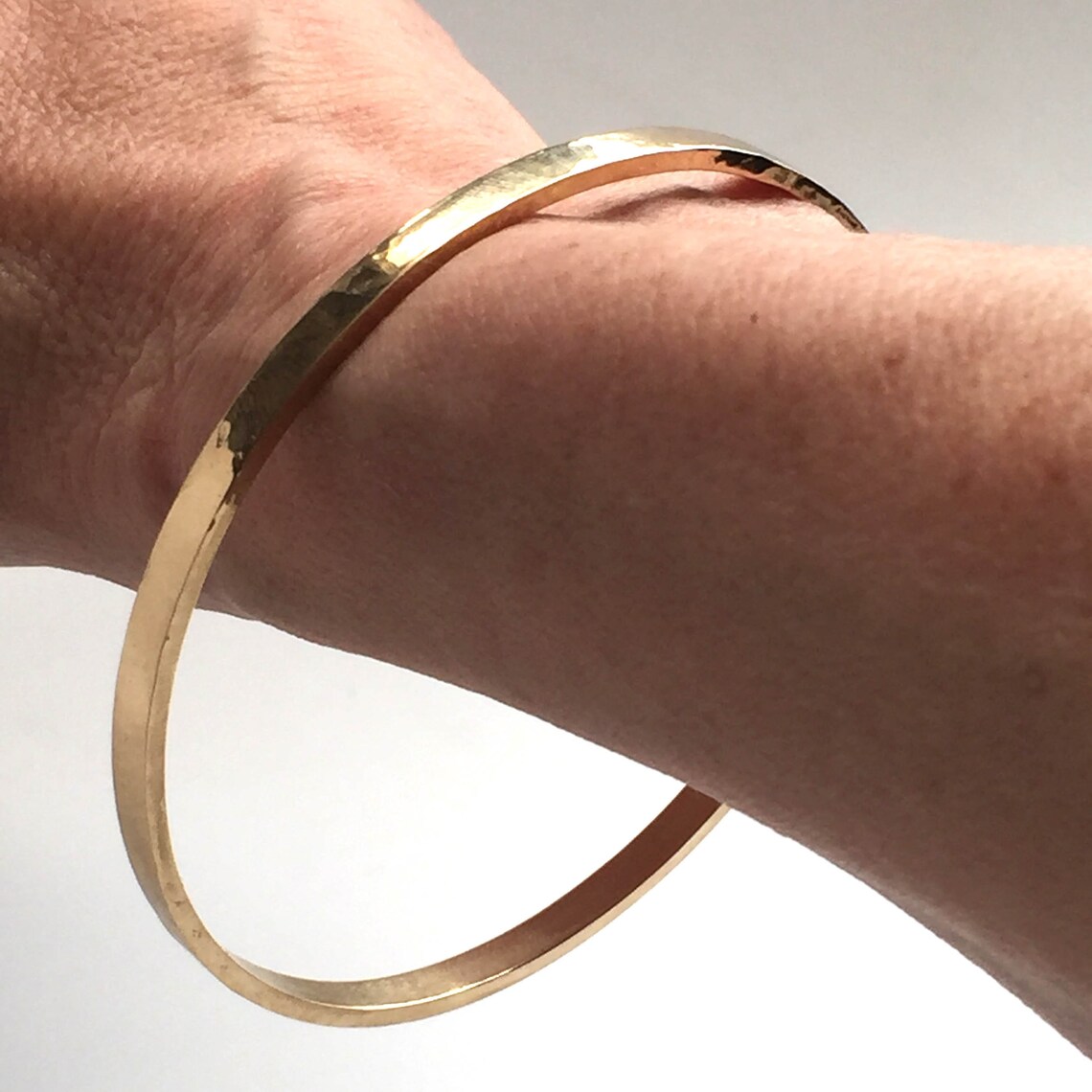 Hand Forged Solid Gold Chunky Stacking Slip on Bangle - Etsy