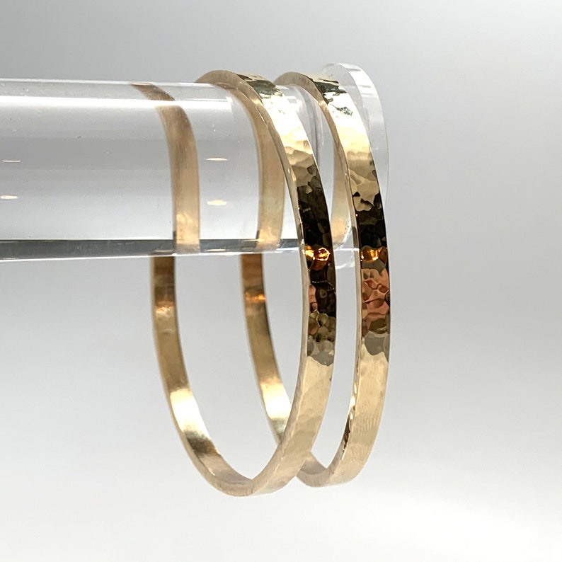 Hand Forged Solid Gold Chunky Stacking Slip on Bangle - Etsy