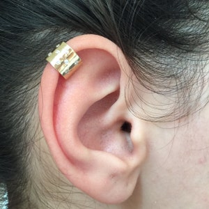 Solid Gold Scattered Hopscotch Polka Dot Diamonds, Hand Hammered Ear ...