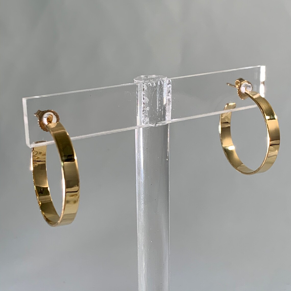 Big Gold Classic 4mm Flat Wire Post Hoop Earrings Solid - Etsy