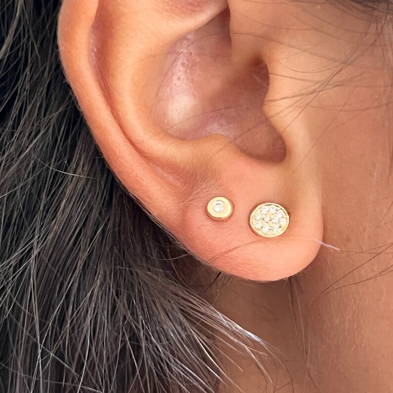 Solid Gold Pave Diamond Imperfectly Round Nugget Circle Disk - Etsy