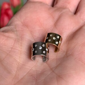 Solid Gold Scattered Hopscotch Polka Dot Diamonds, Hand Hammered Ear ...