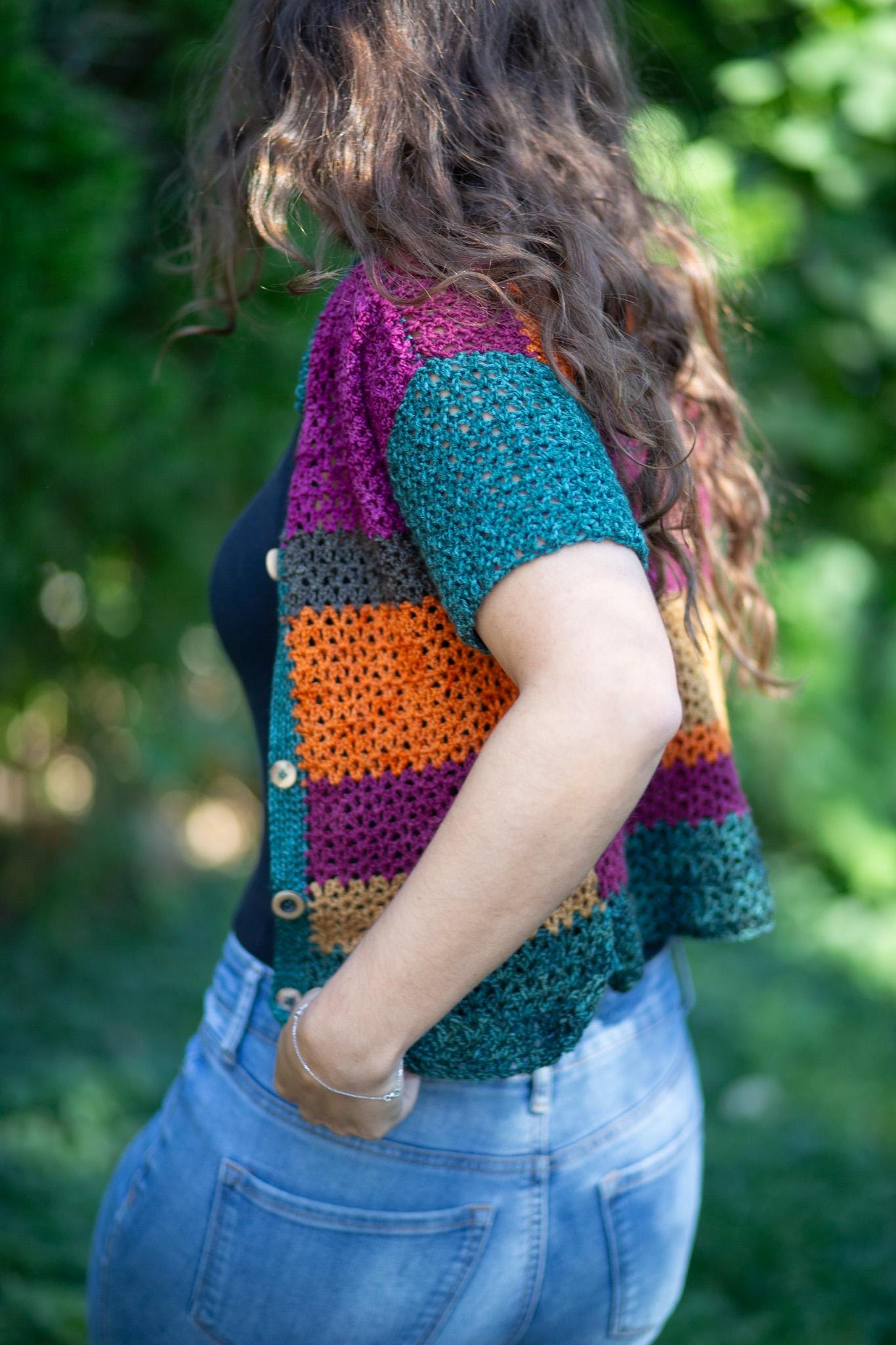 Size Small Crochet Button Shirt, Crochet Cardigan, Handmade Crochet ...