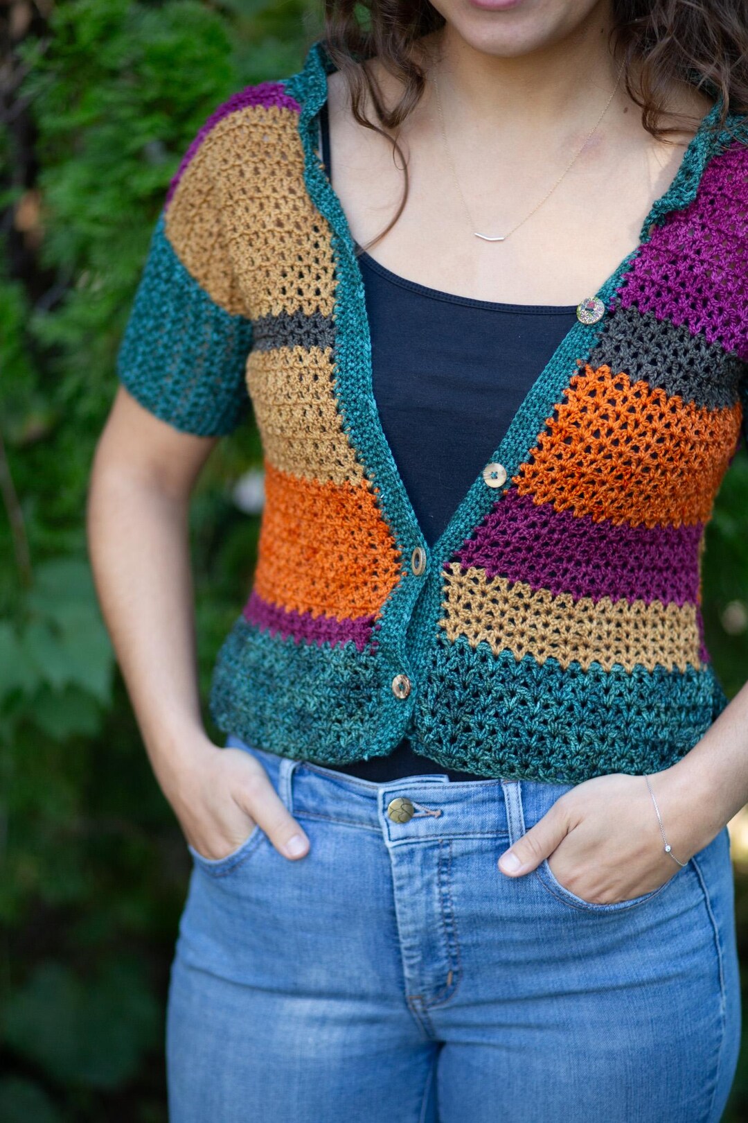 Size Small Crochet Button Shirt, Crochet Cardigan, Handmade Crochet ...