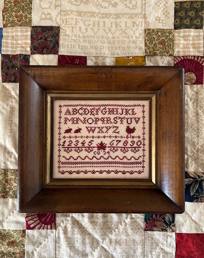Red Sampler Counted Cross Stitch Chart - Etsy