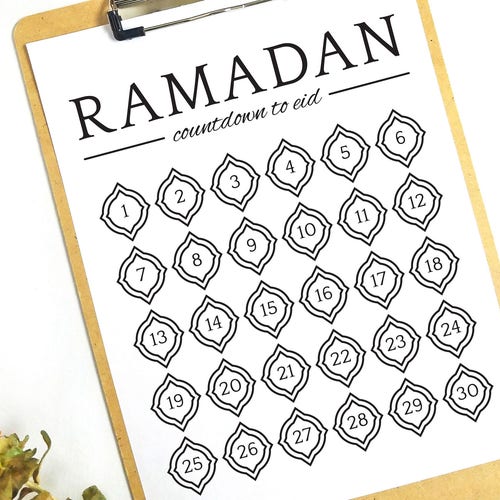 Ramadan Countdown to Eid Chart Printable - Etsy