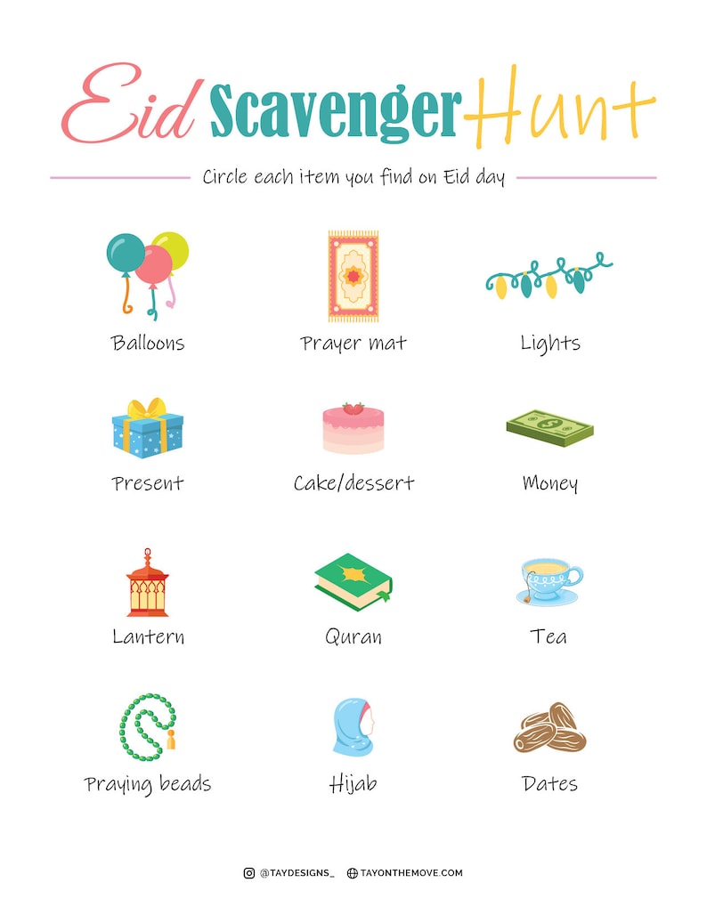 Eid Scavenger Hunt Activity Printable, Kids - Etsy Hong Kong