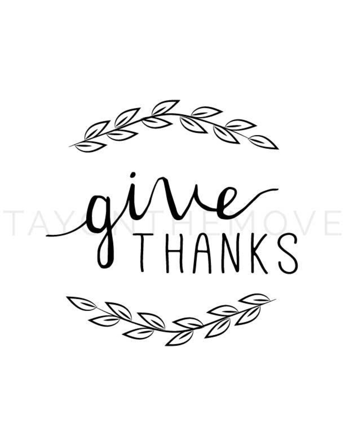 Fall, Thanksgiving Printable, Give Thanks, Minimal Black and White Wall ...