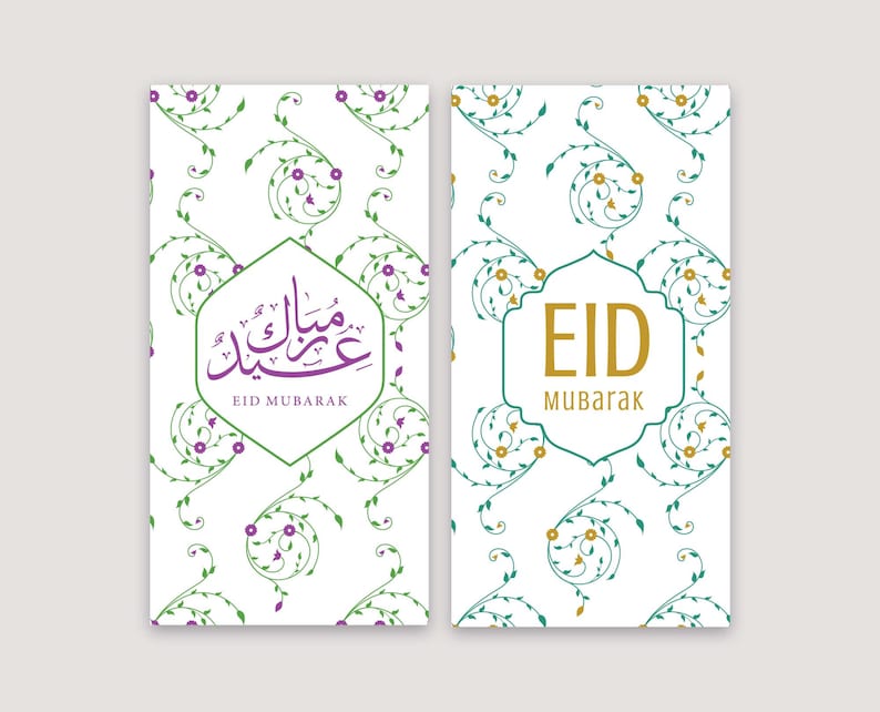 Eid Mubarak Money Envelope in 2 Color Combos, DIY Printable - Etsy