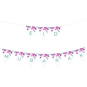 Ramadan Mubarak AND Eid Mubarak Banner, Garland, Printable, DIY, Polka ...