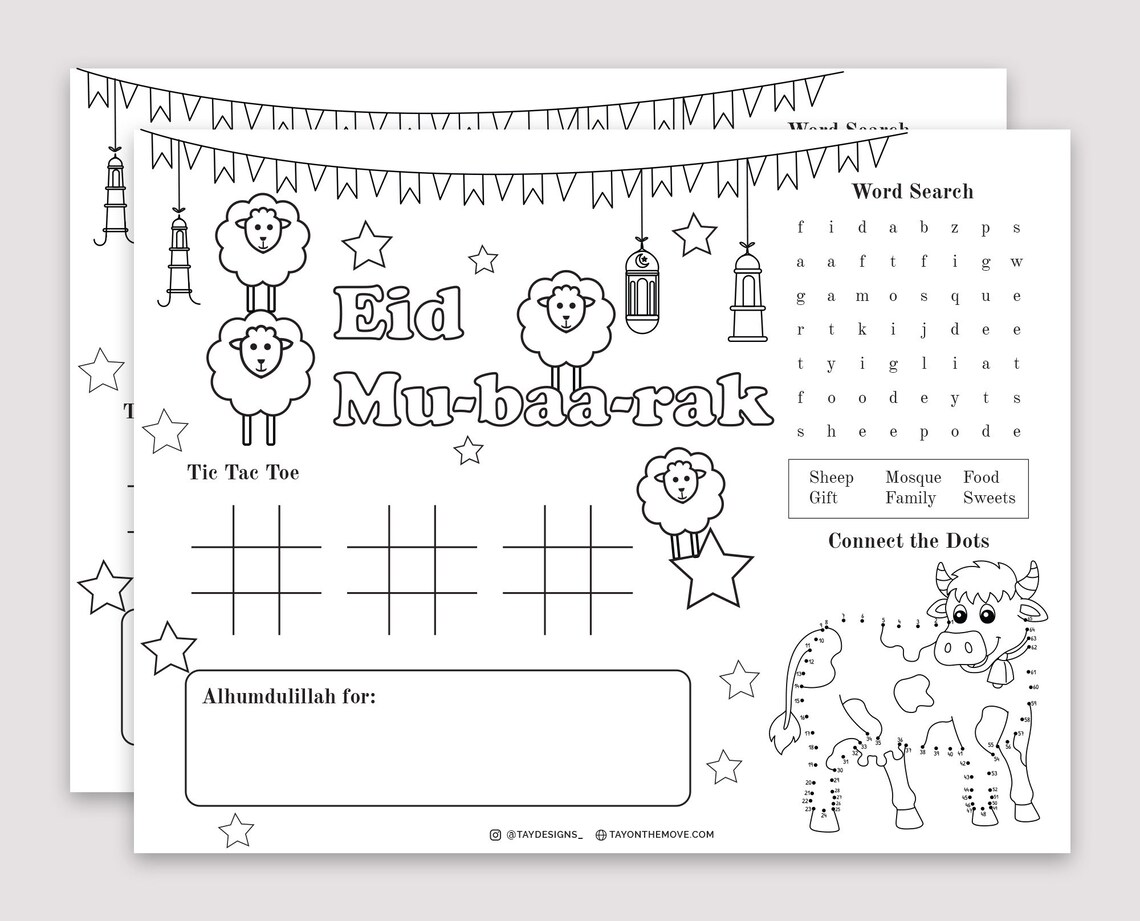 Eid Al Adha Placemat Activity Printable, Kids - Etsy