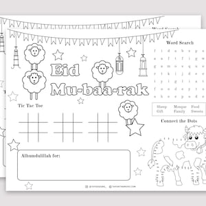 Eid Al Adha Placemat Activity Printable, Kids - Etsy