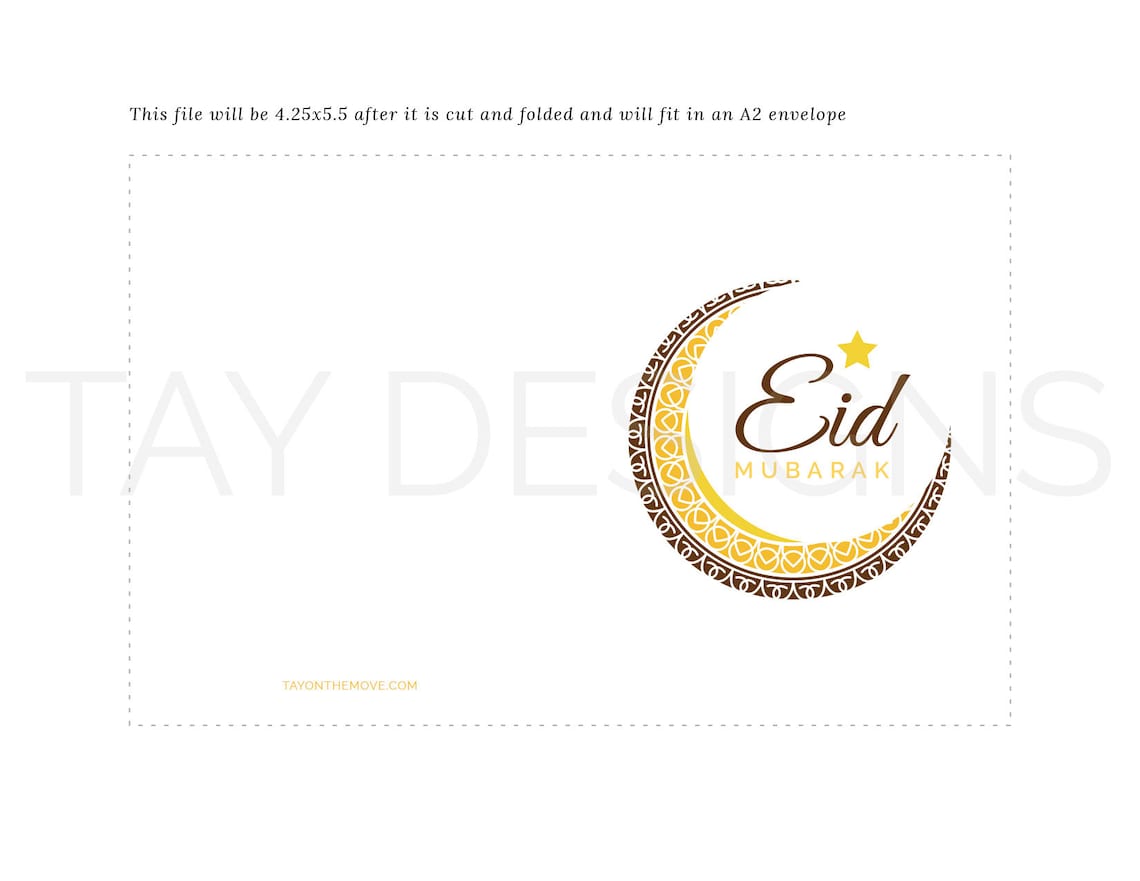 Eid Mubarak Card Printable With 3 Color Options Greeting - Etsy