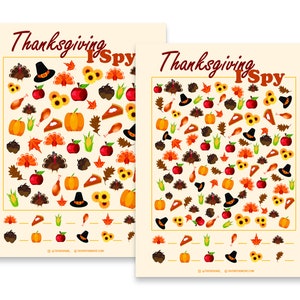 Thanksgiving I Spy Printable Activity for Kids With Two Difficulty - Etsy