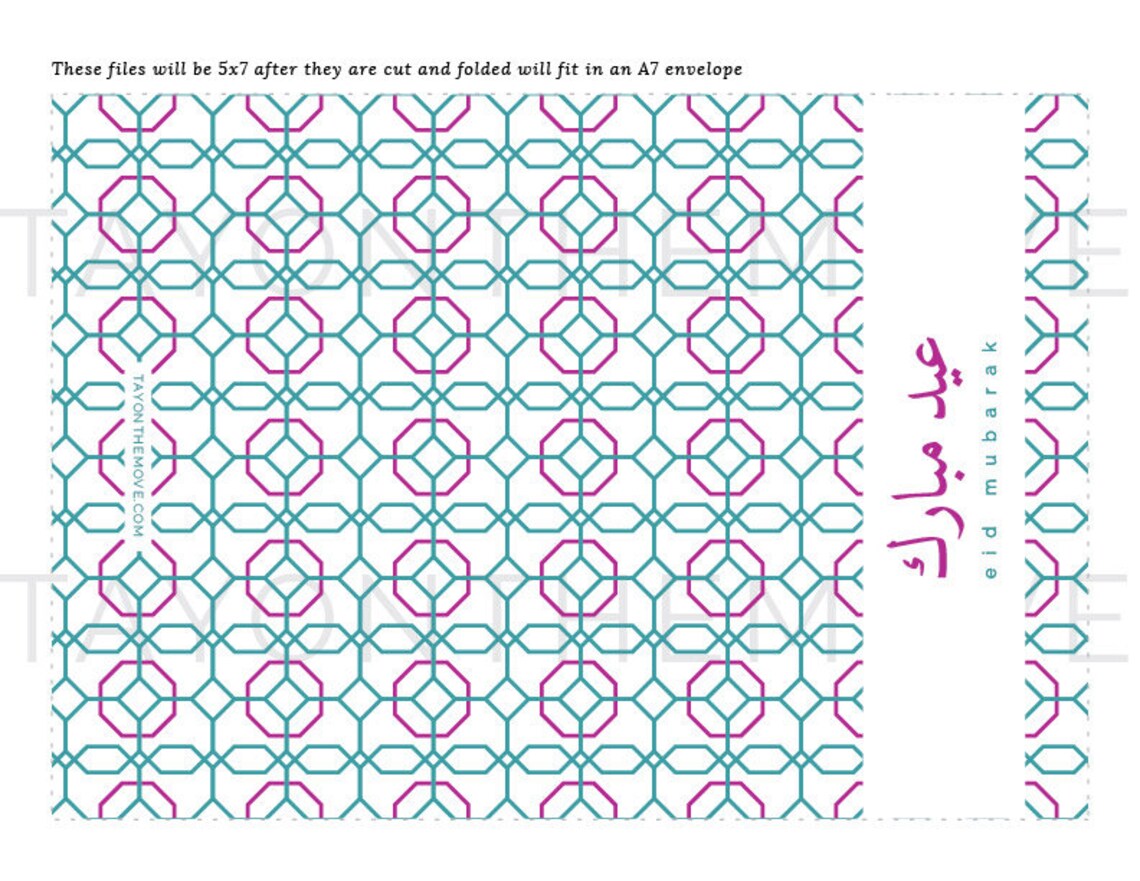 Eid Mubarak Card, Printable, Islamic Printable, Eid Card With 3 Color ...