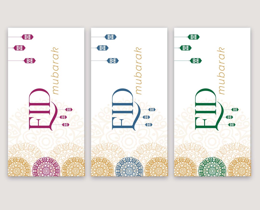 Eid Mubarak Money Envelope in 3 Color Combos, DIY Printable - Etsy