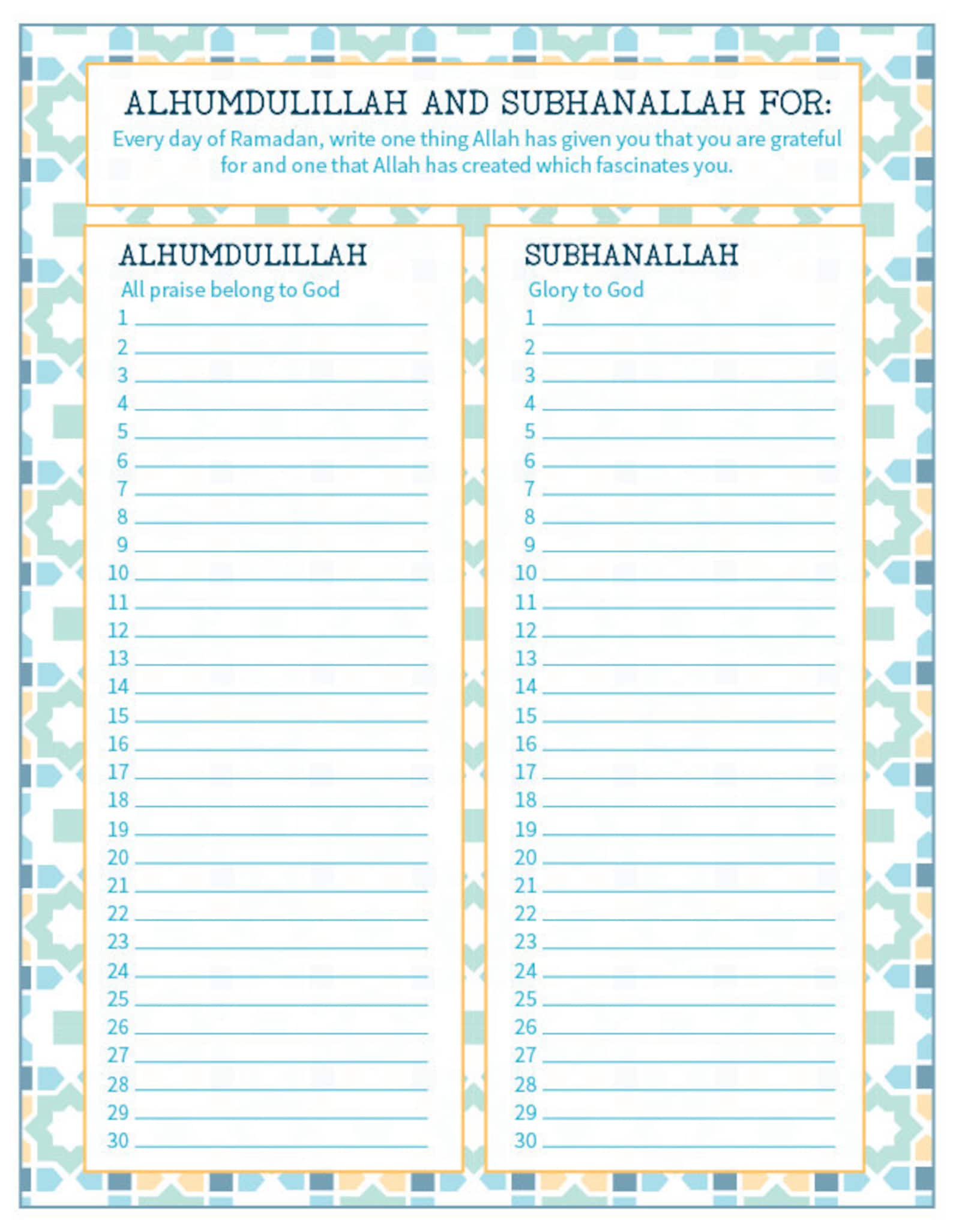Ramadan Planner for Kids, Printable, Weekly Planner, Islamic Kids ...