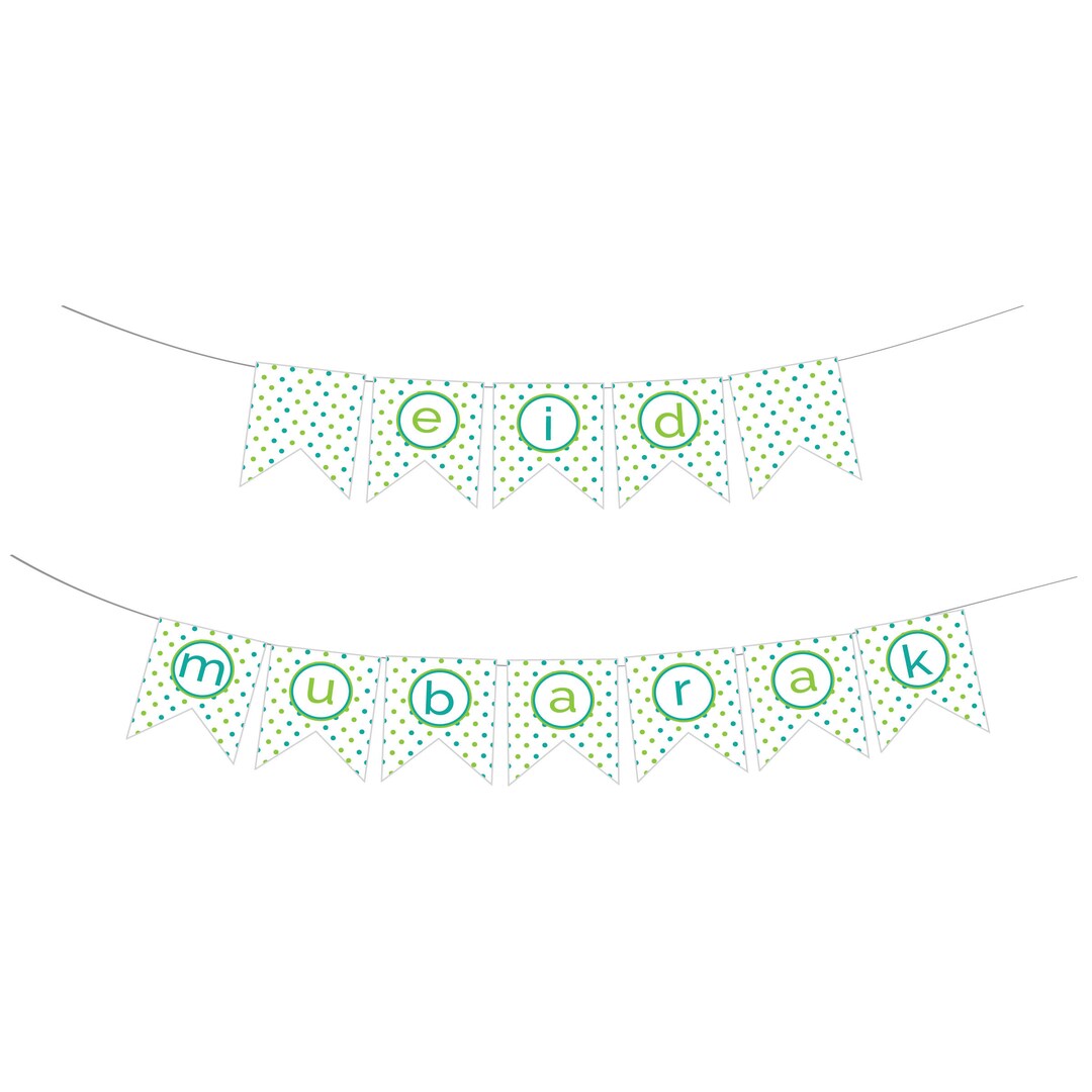 Eid Mubarak Garland/banner - Polka Dot Pattern in 2 Color Combinations ...