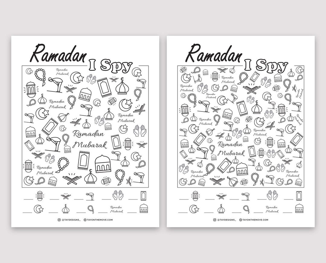 Ramadan I Spy Printable Activity for Islamic Kids With Two Difficulty ...