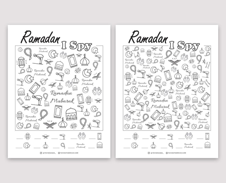 Ramadan I Spy Printable Activity for Islamic Kids With Two Difficulty ...