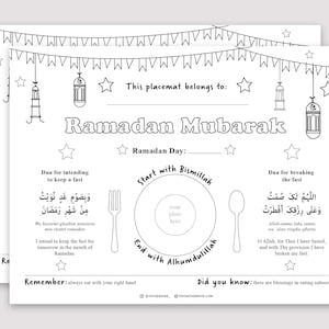 Ramadan Placemat Activity Printable, Kids - Etsy
