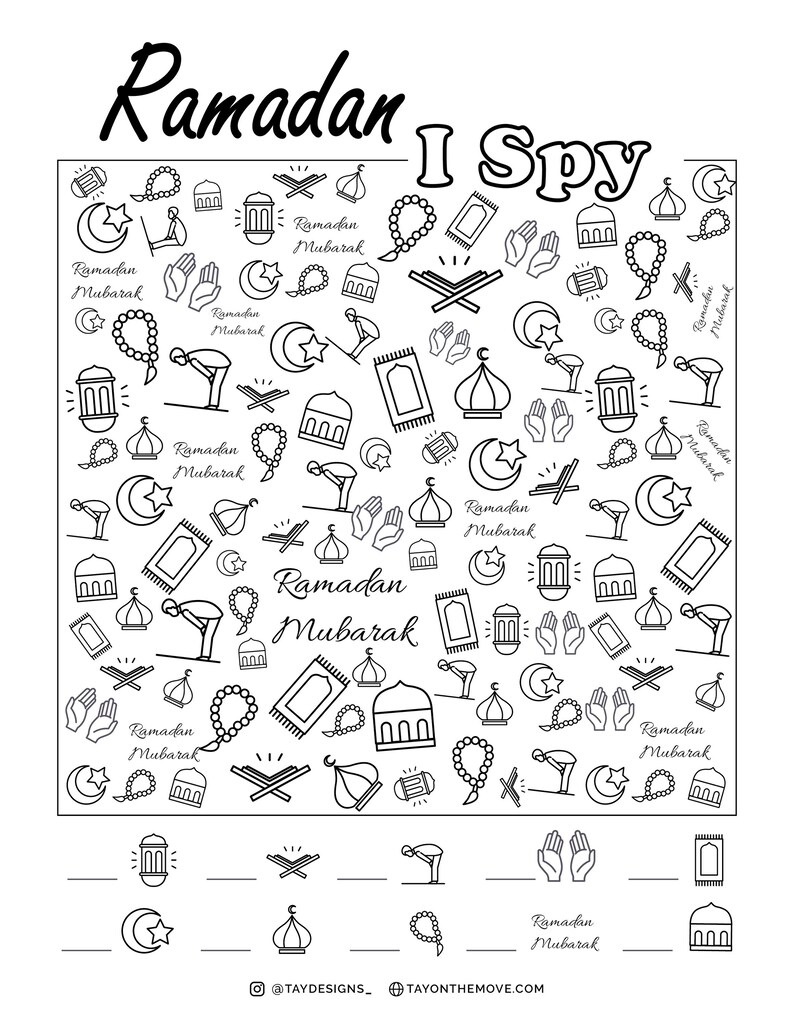 Ramadan I Spy Printable Activity for Islamic Kids With Two Difficulty ...