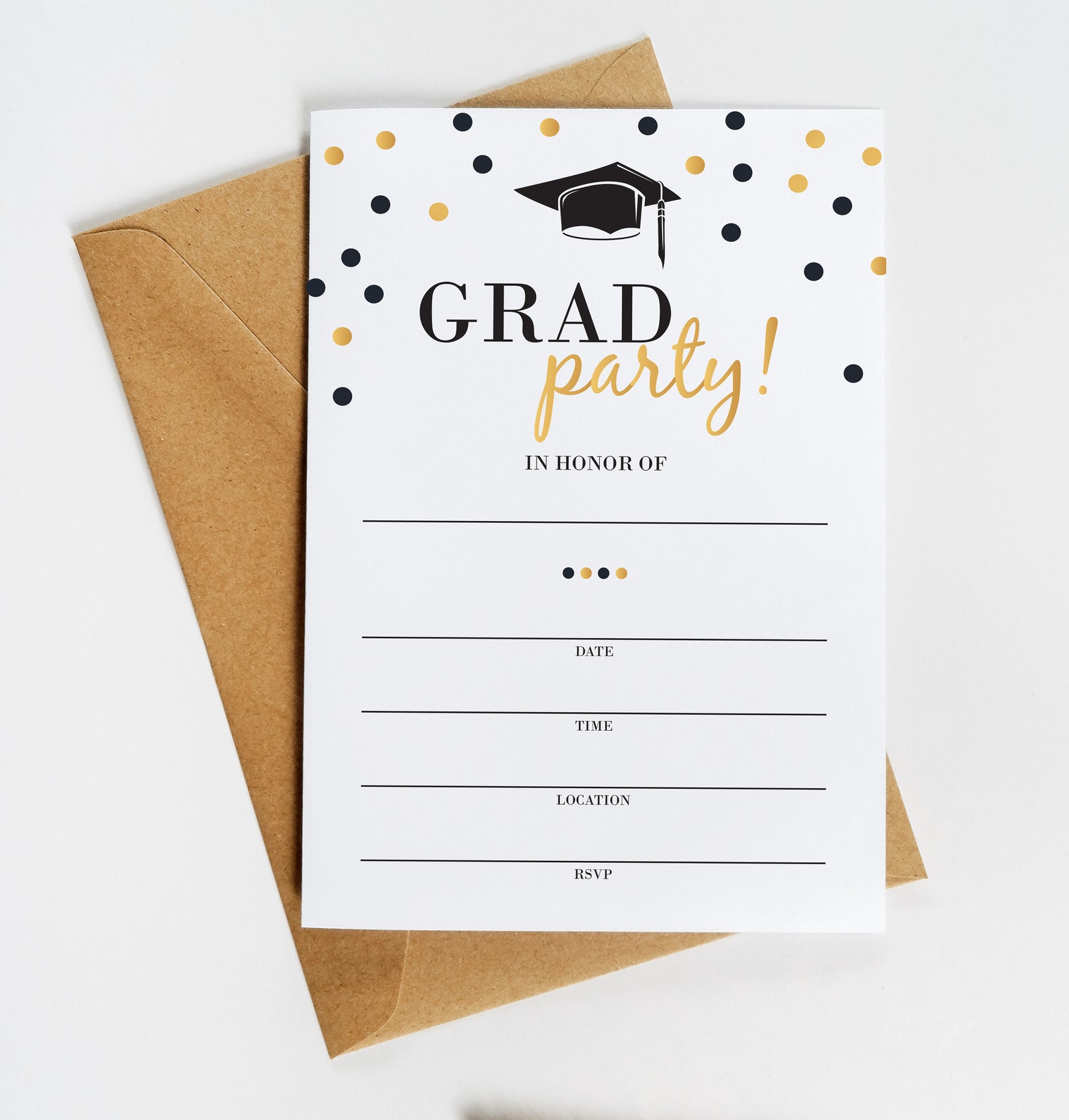 Grad Party Fill-in Invitation Card Fillable Graduation - Etsy