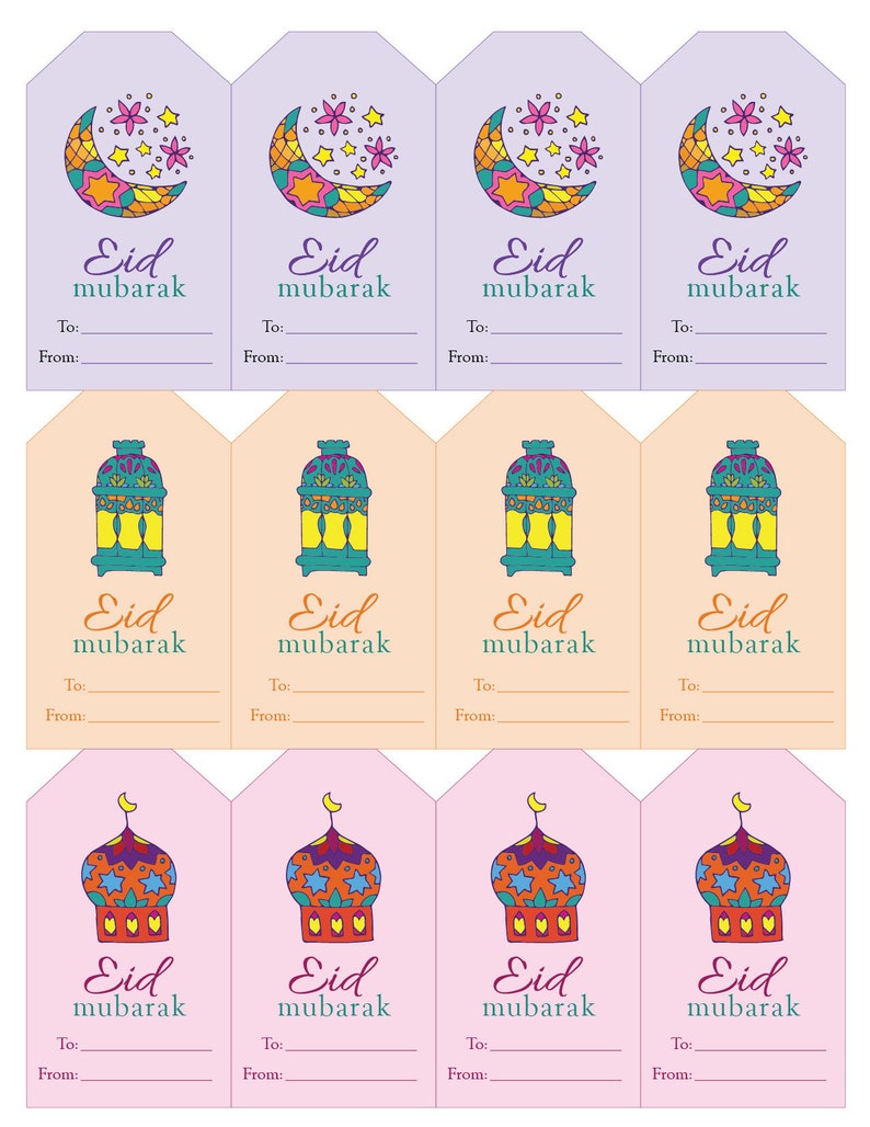 Eid Mubarak Gift Tags, Islamic Printable, Islamic Crafts, DIY - Etsy