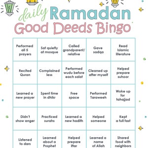 Ramadan Good Deeds Bingo for Kids, Daily - Etsy